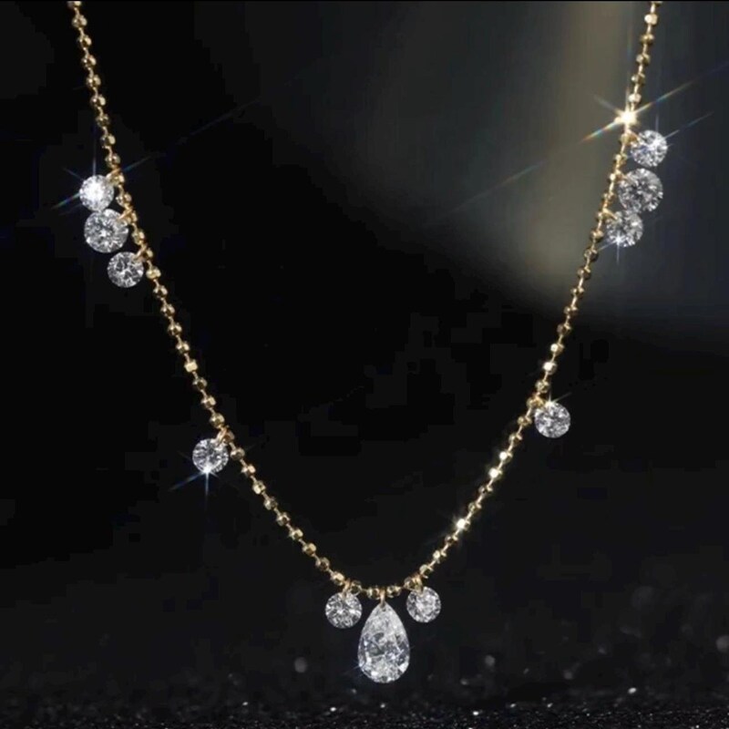 Floating Diamond Necklace - Etsy