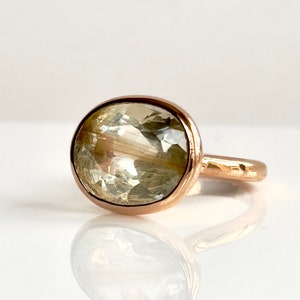 White Rutilated Topaz Ring, 12 Carat Polished Gem, 9k, 14k, 18k Solid ...