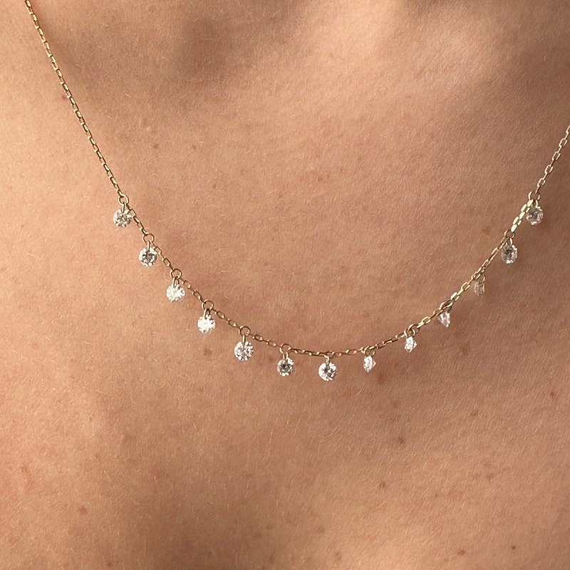 Floating Diamond Necklace - Etsy