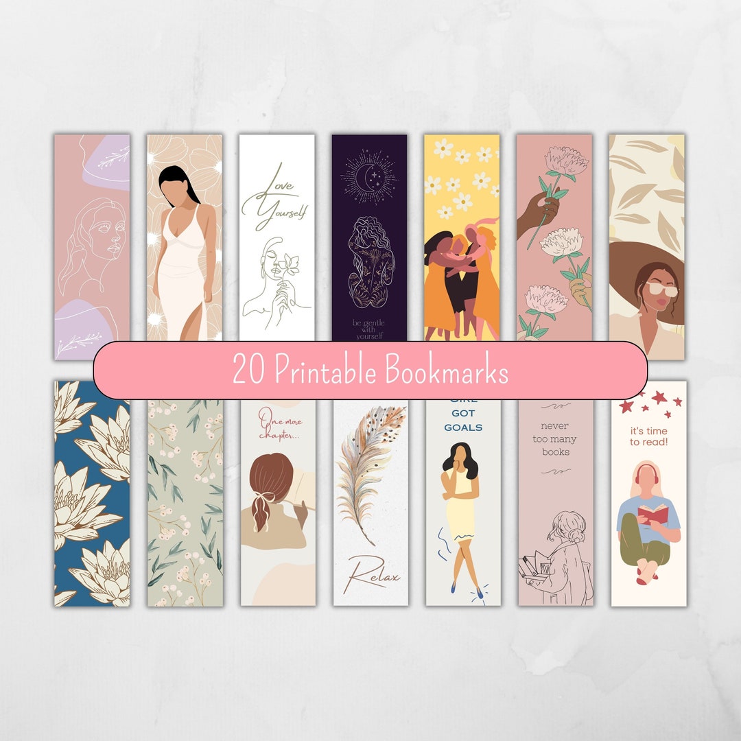 Printable Bookmarks Women 20 Bookmarks Set for Women and - Etsy