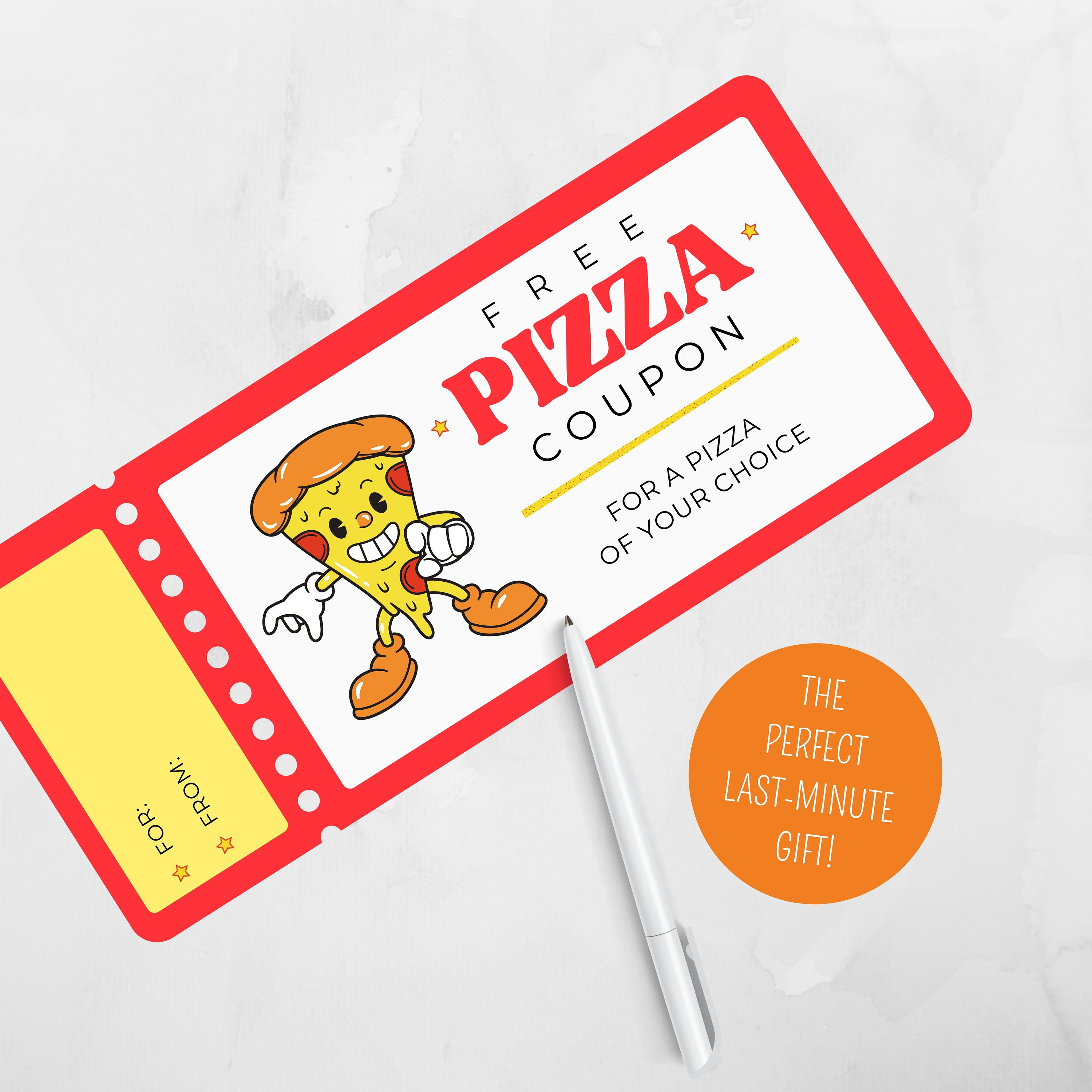 Gift Card Pizza Night Printable, Retro Pizza Ticket, Voucher Restaurant ...