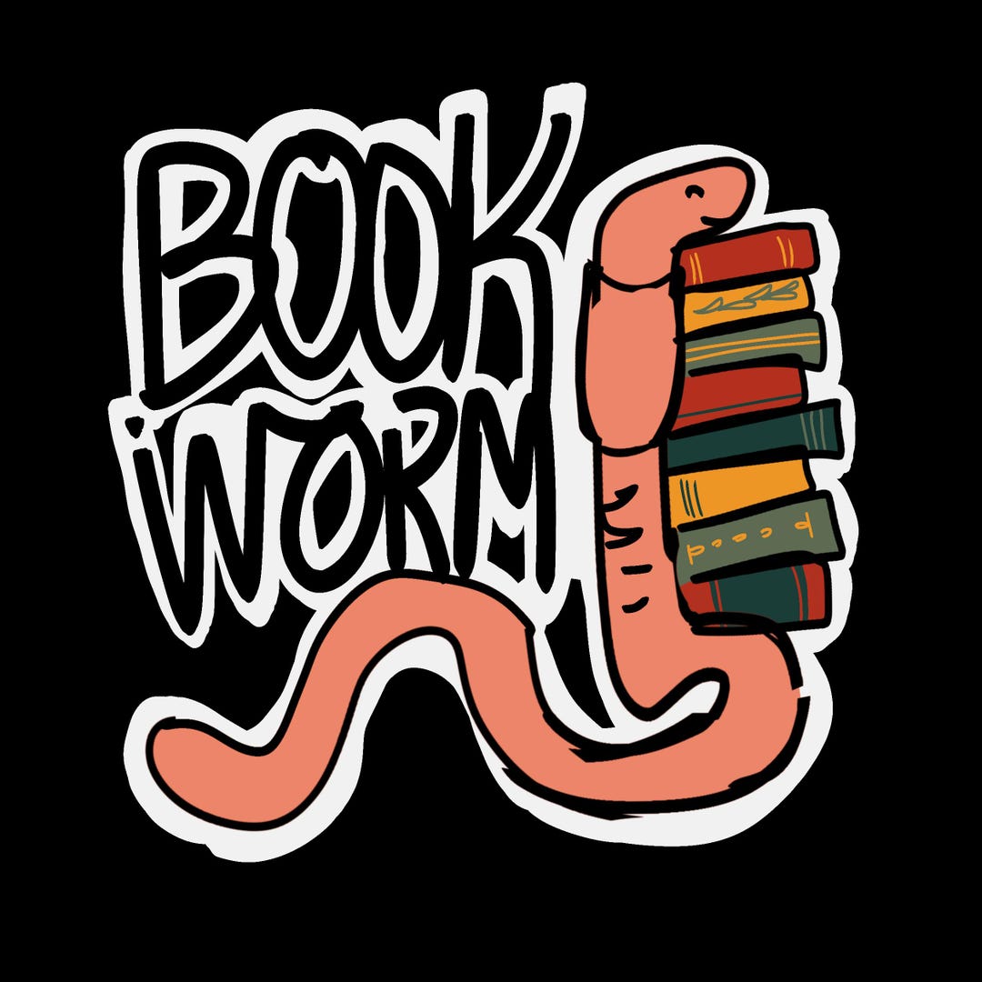 Book Worm Sticker - Etsy