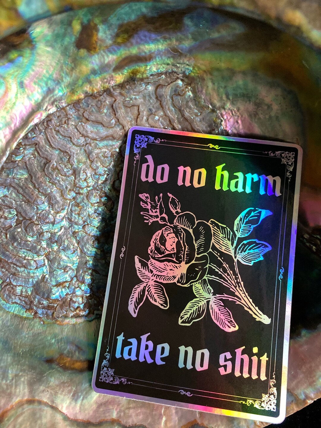 Do No Harm Take No Shit Sticker -psychedelic Rose - Large 4 Inches ...