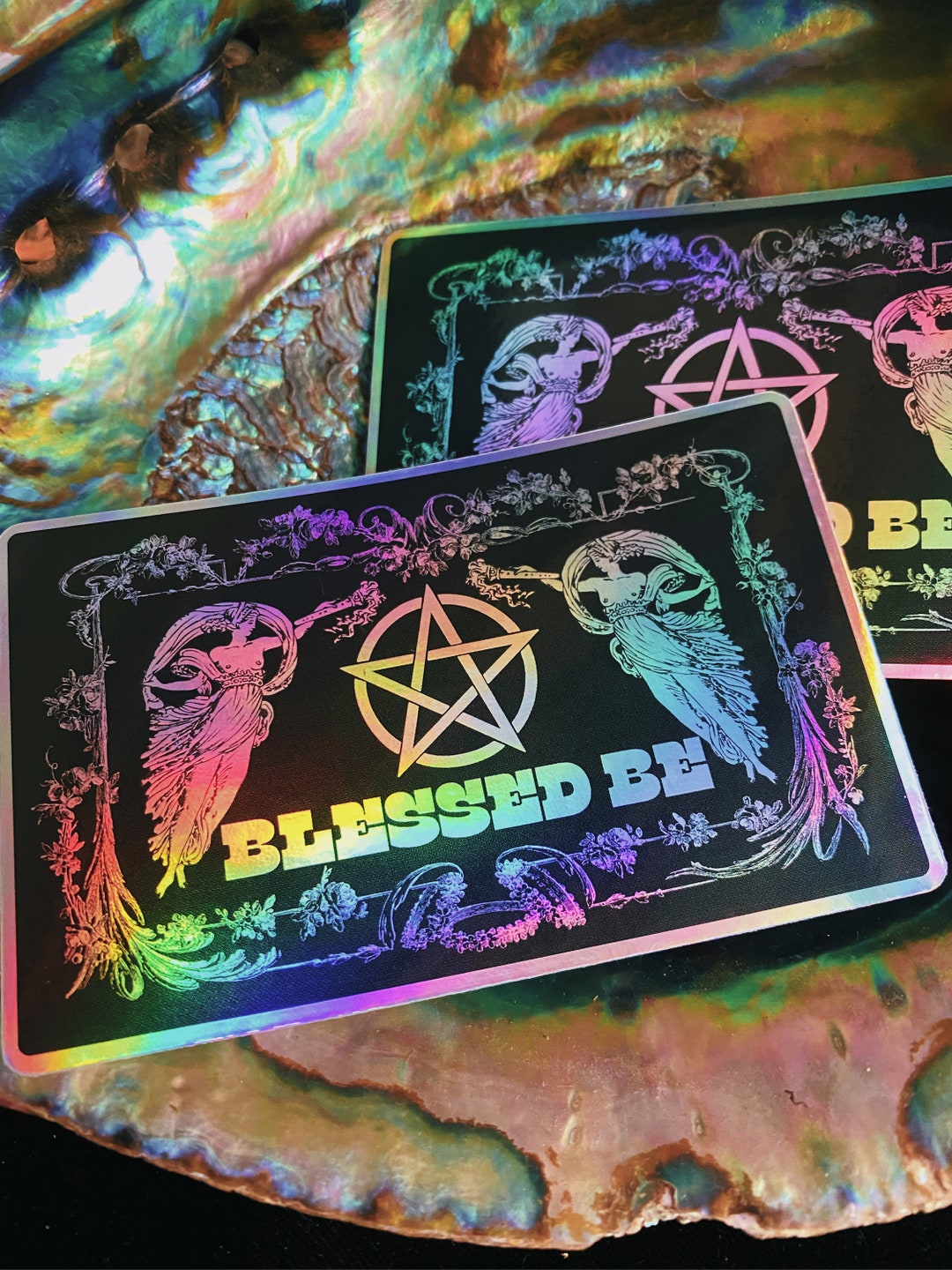 Blessed Be -goddesses Blessing A Pentagram- Holographic 4 Inch Sticker ...