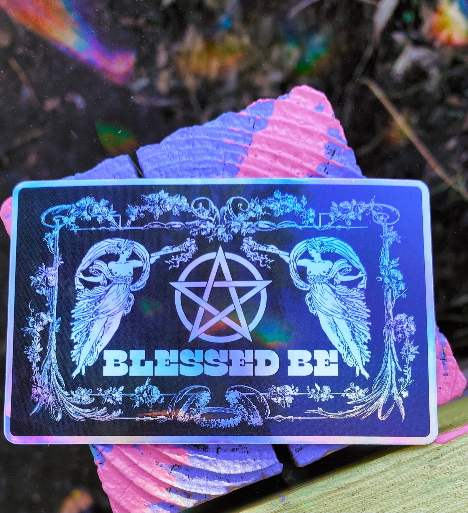 Blessed Be goddesses Blessing A Pentagram Holographic 4 Inch - Etsy
