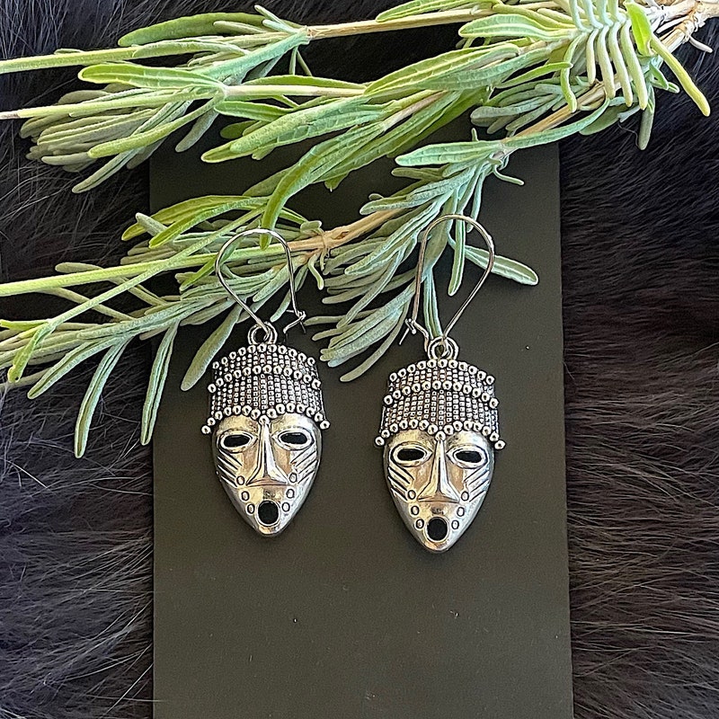 Tribal Mask Earrings - Etsy