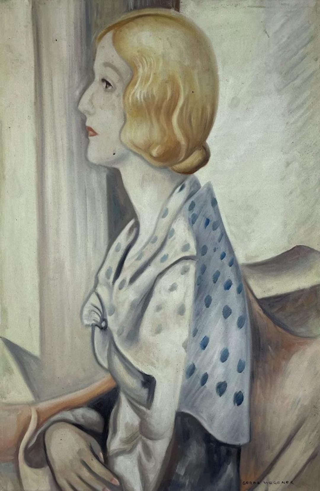 Art Nouveau After GERDA WEGENER Oil Painting on Canvas handmade Signed ...