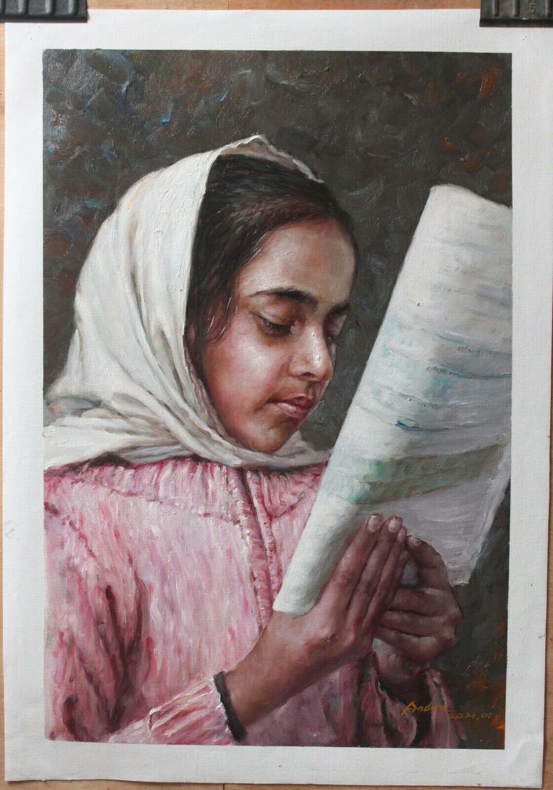 Portrait Young Afghan Girl Oil Painting on Canvas / Afghan Art - Etsy
