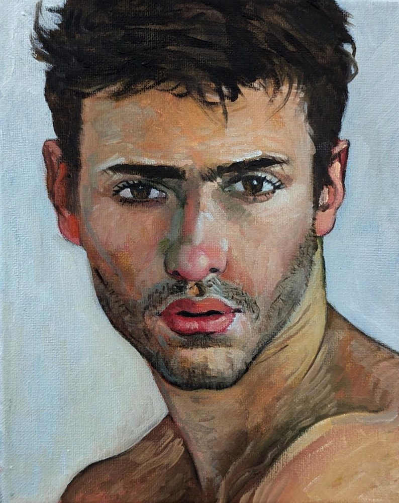 Figure Man Oil Painting on Stretched Canvas - Etsy