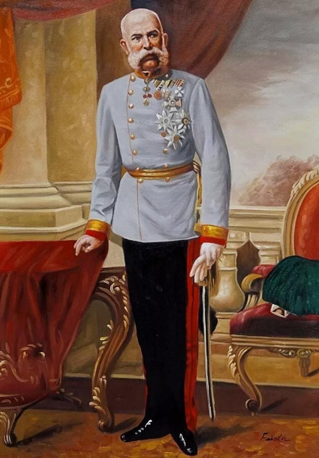 Portrait Emperor Franz Joseph Painting Oil Painting on Canvas / Emperor ...