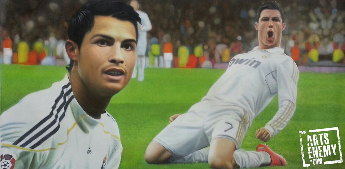 Cristiano Ronaldo - Hand Painted OIL PAINTING Signed Real Madrid Soccer ...