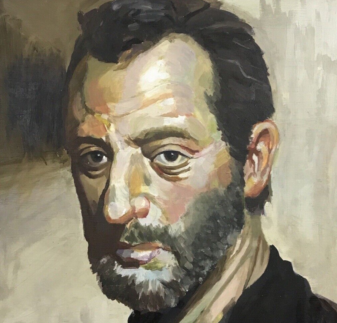 Portrait Man Painting Oil Painting on Panel / Figure Man Oil Painting ...