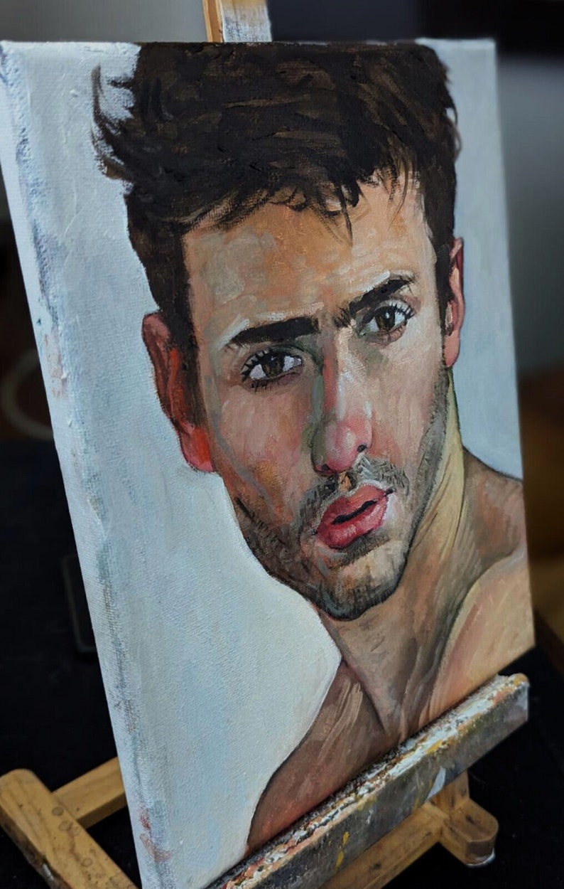 Figure Man Oil Painting on Stretched Canvas - Etsy