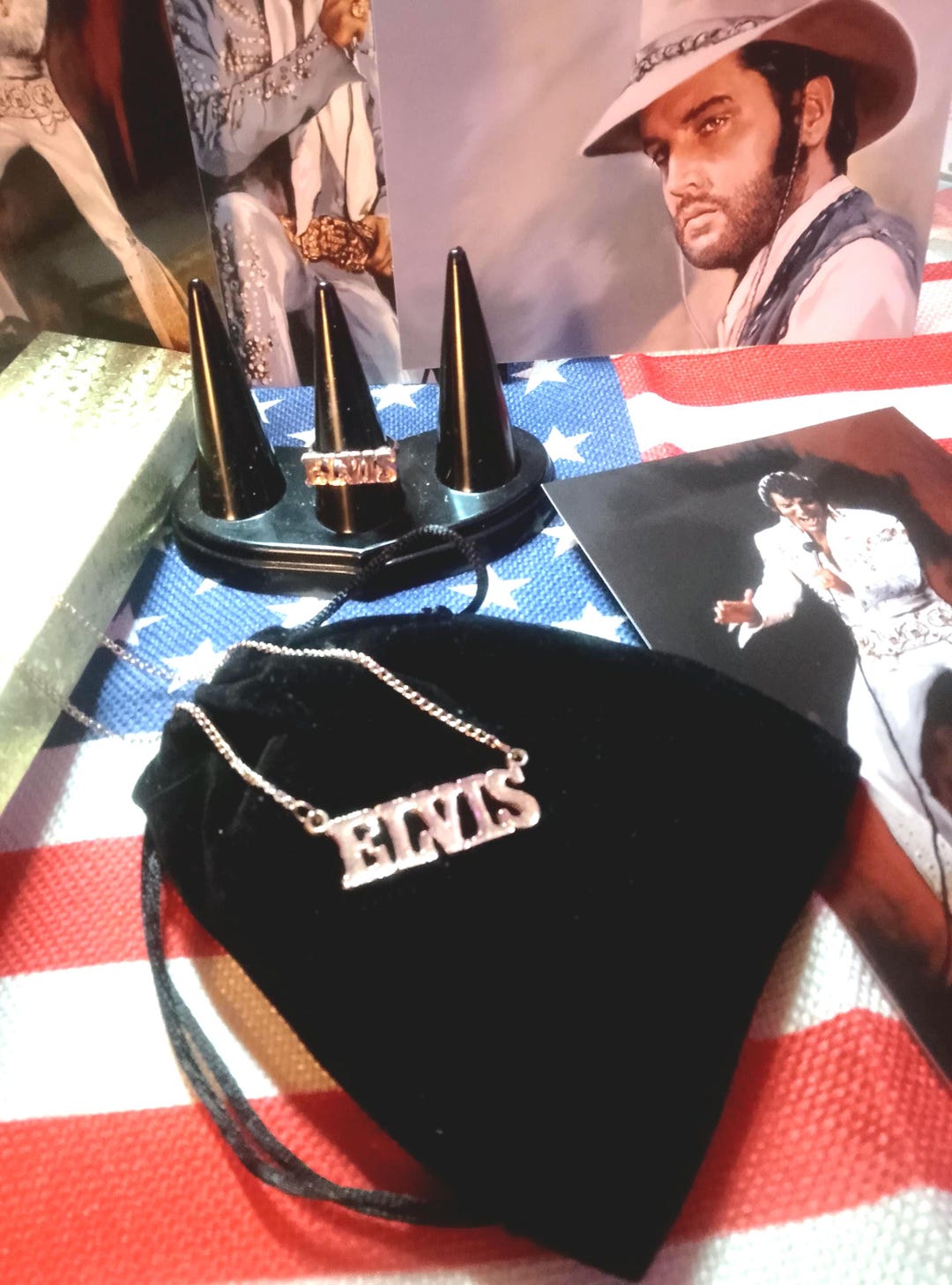 ELVIS SET Elvis Name Necklace and Rings Nickel Free Jawerly Collectible ...