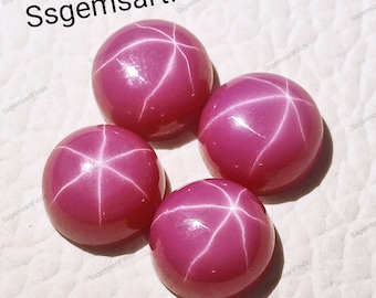 Opaque Star Ruby Round 5 Mm Flat Cabochon 6 Rayed Lab-created Stone ...