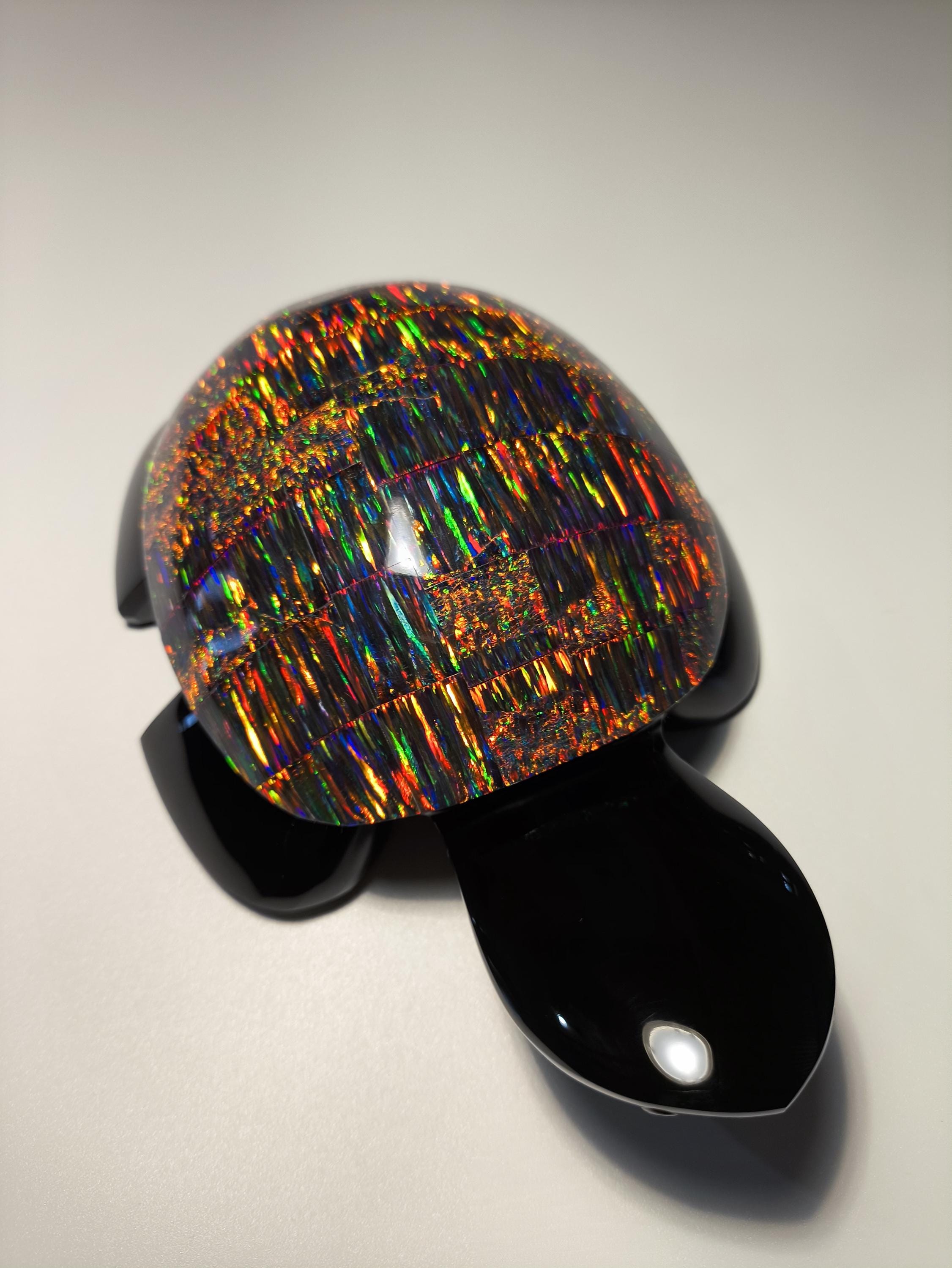 Incredible Black Obsidian Turtle With Its Shell Inlaid With the Highest ...