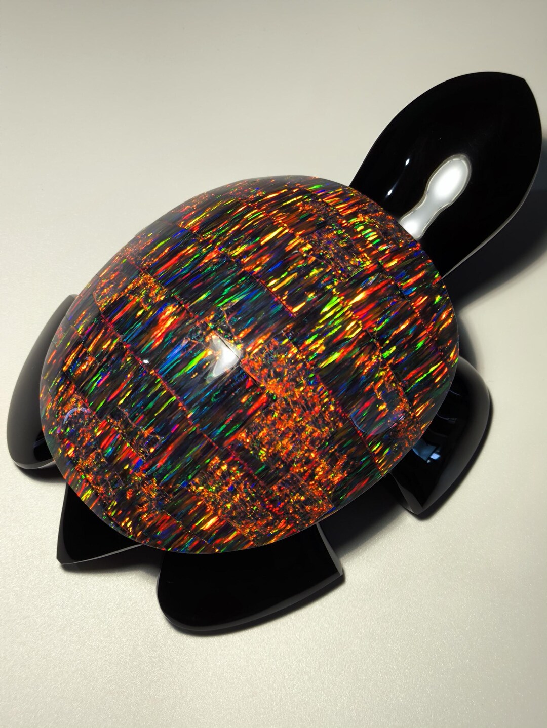 Incredible Black Obsidian Turtle With Its Shell Inlaid With the Highest ...