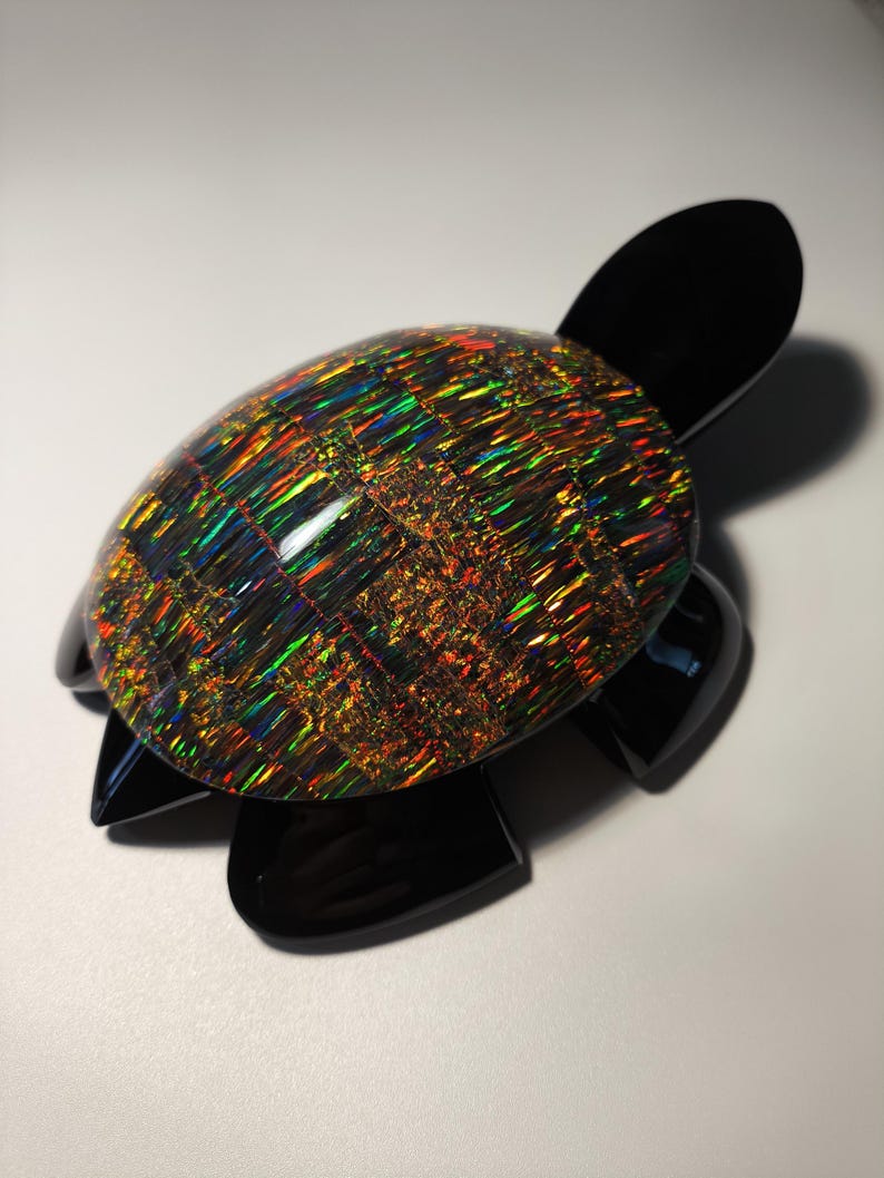 Incredible Black Obsidian Turtle With Its Shell Inlaid With the Highest ...