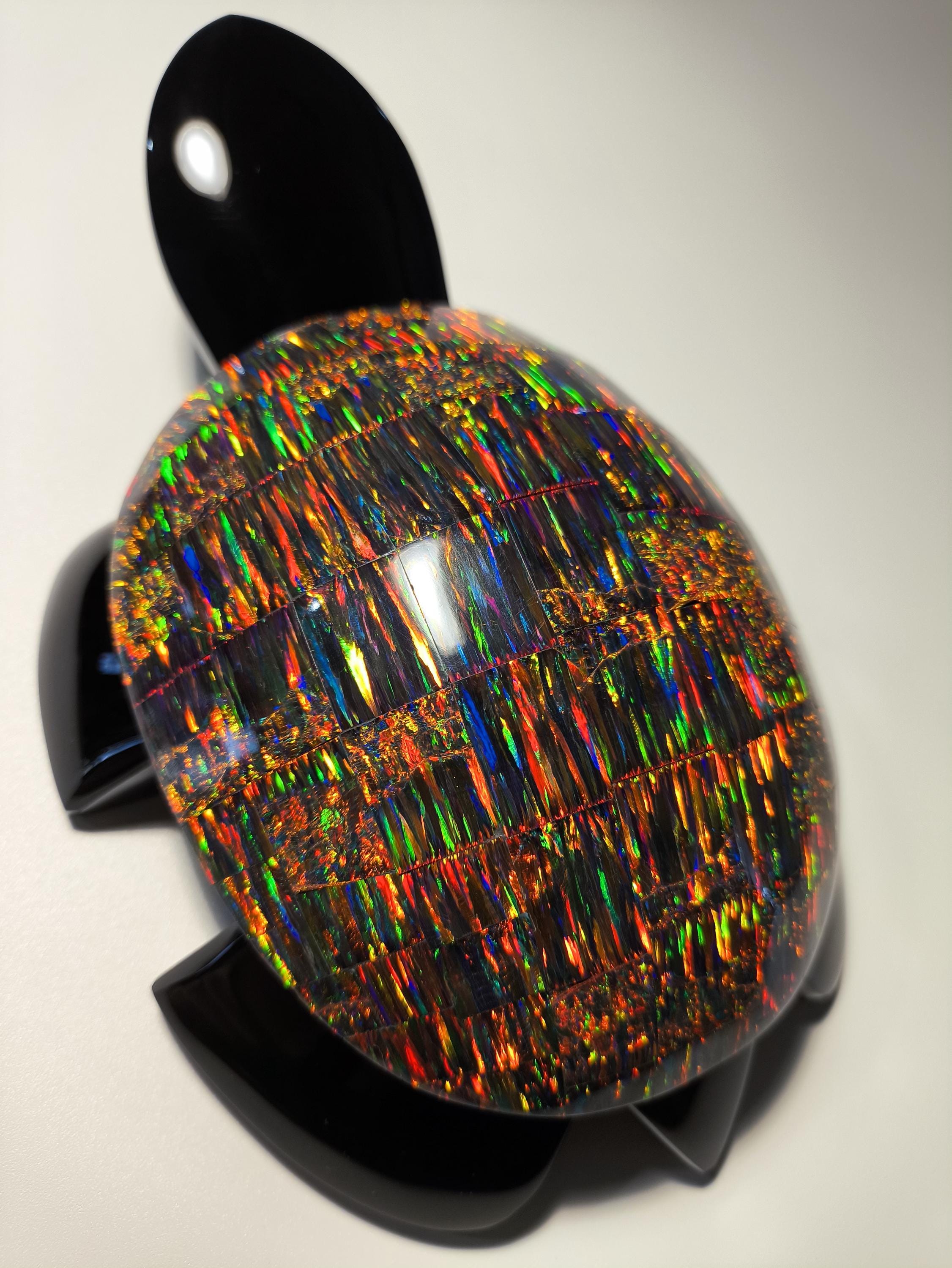 Incredible Black Obsidian Turtle With Its Shell Inlaid With the Highest ...