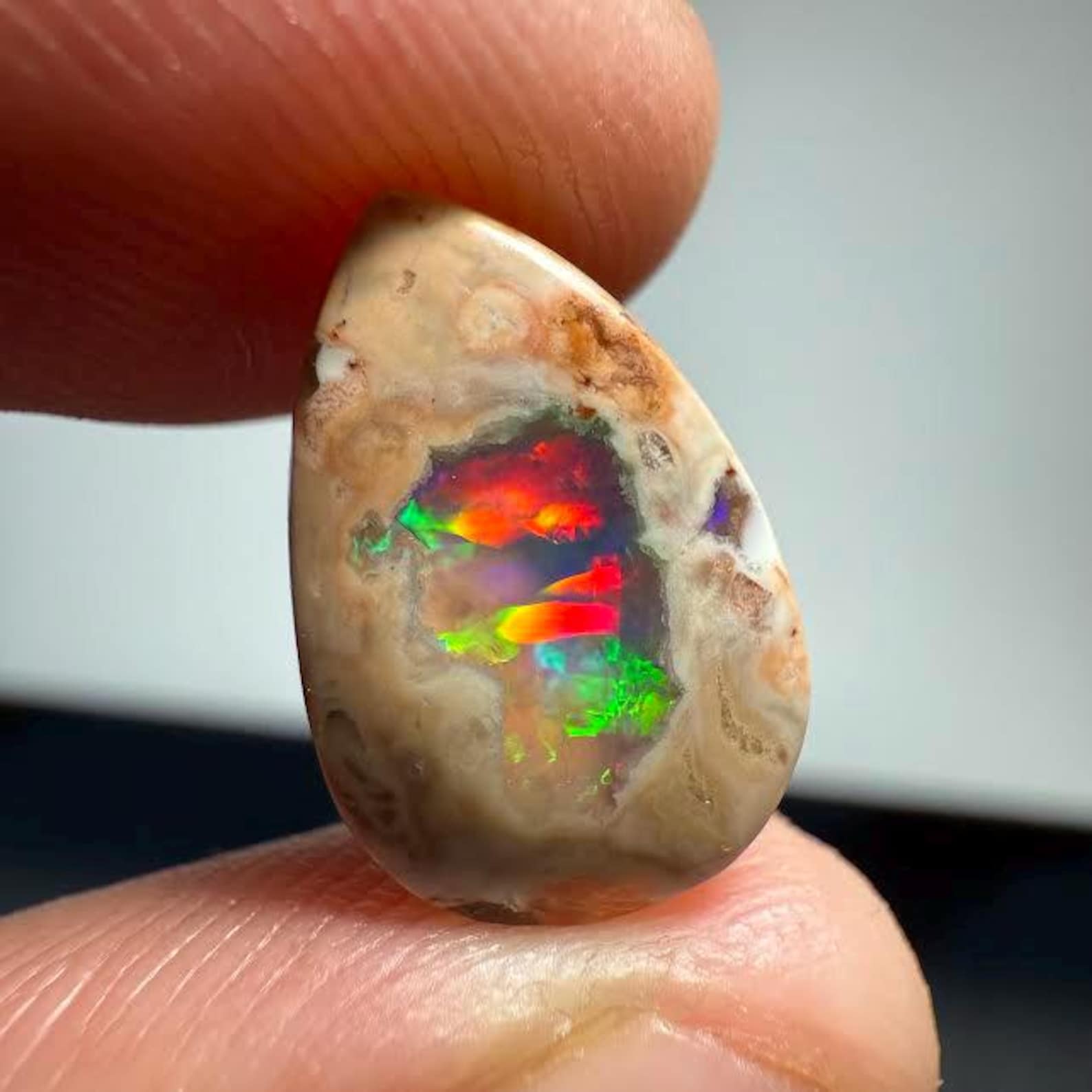 Beautiful Mexican fire opal on matrix with its incredible flashes of ...