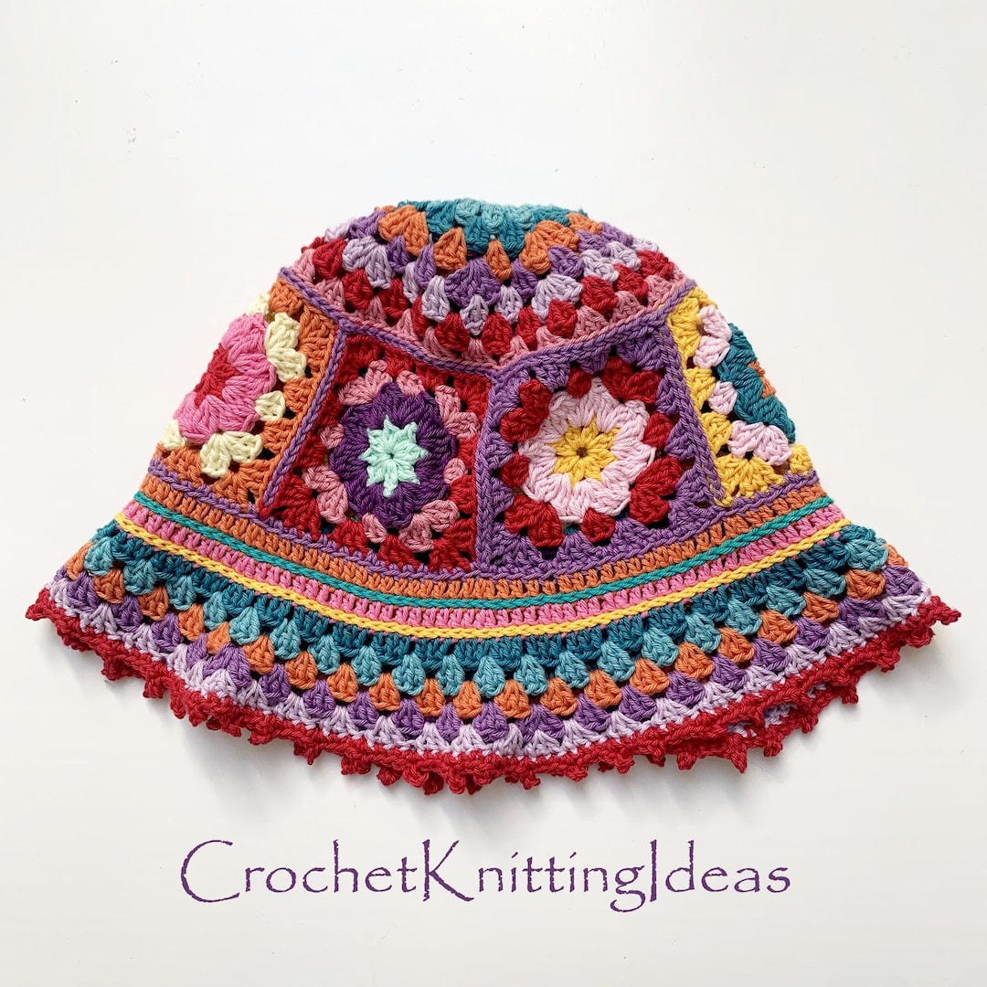 Crochet Pattern, Granny Square Bucket Hat, Granny Hat, Instant Download ...