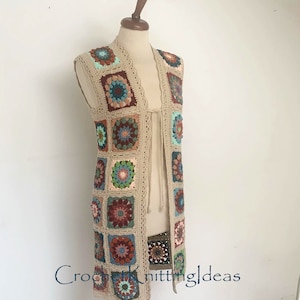 Long Granny Square Vest Crochet Pattern (PDF Download) - Etsy