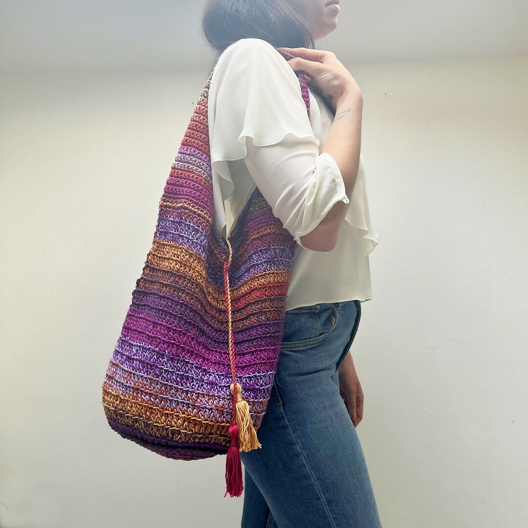 Crochet Boho Shoulder Bag Pattern: Summer Sunset Colors (digital ...