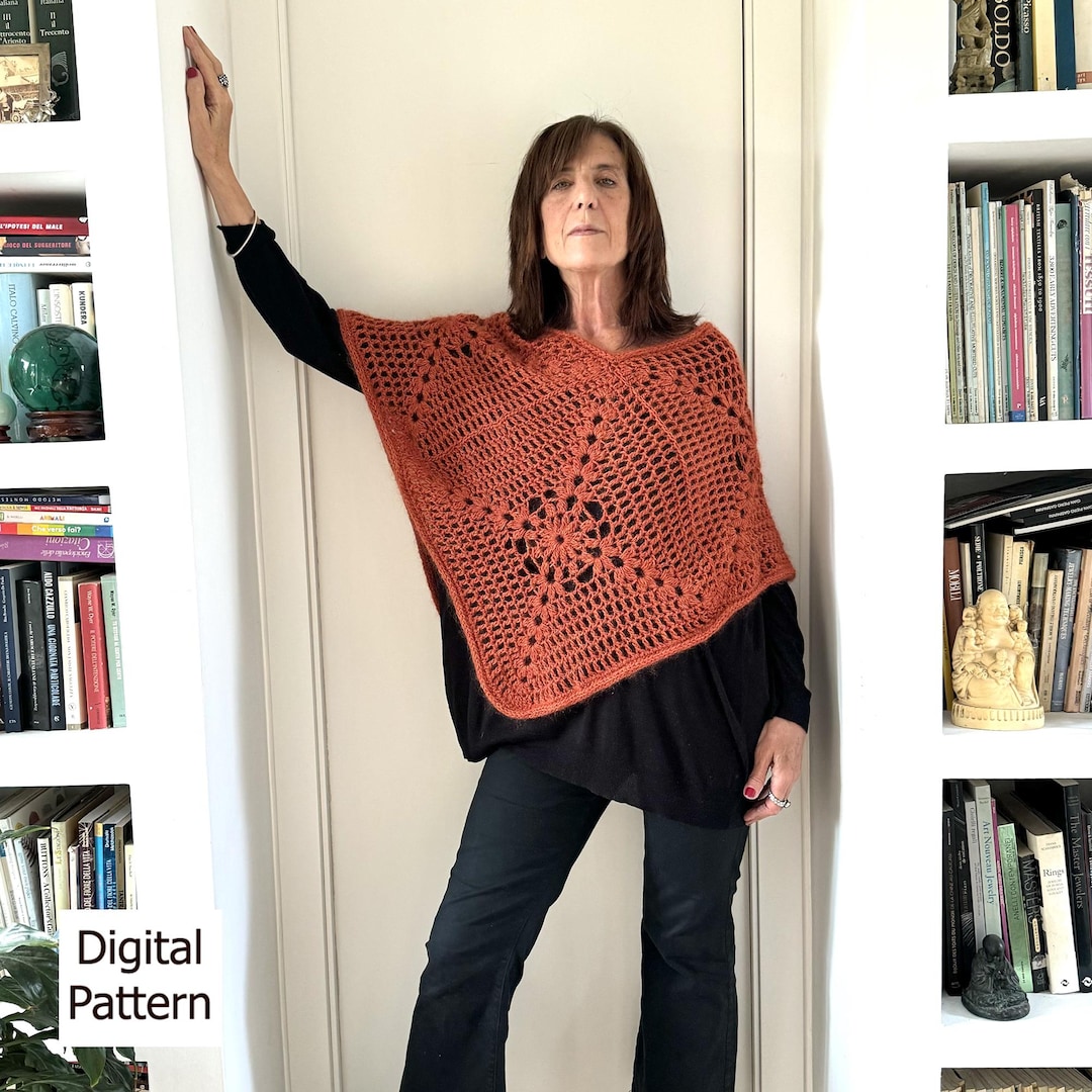 Crochet Poncho Pattern, Wool and Mohair Poncho, Instant Download, Tutorial Instructions, DIY ...