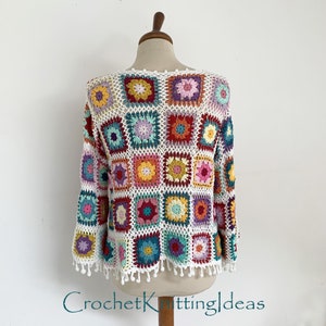Granny Square Crochet Jacket Pattern: Women's DIY Tutorial (PDF ...