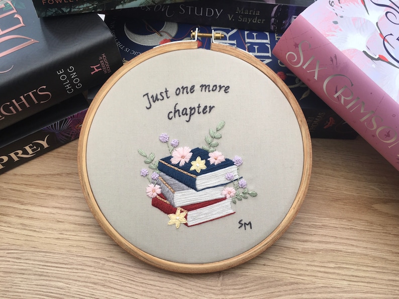 Stack of Books One More Chapter Hand Embroidery Kit With | Etsy