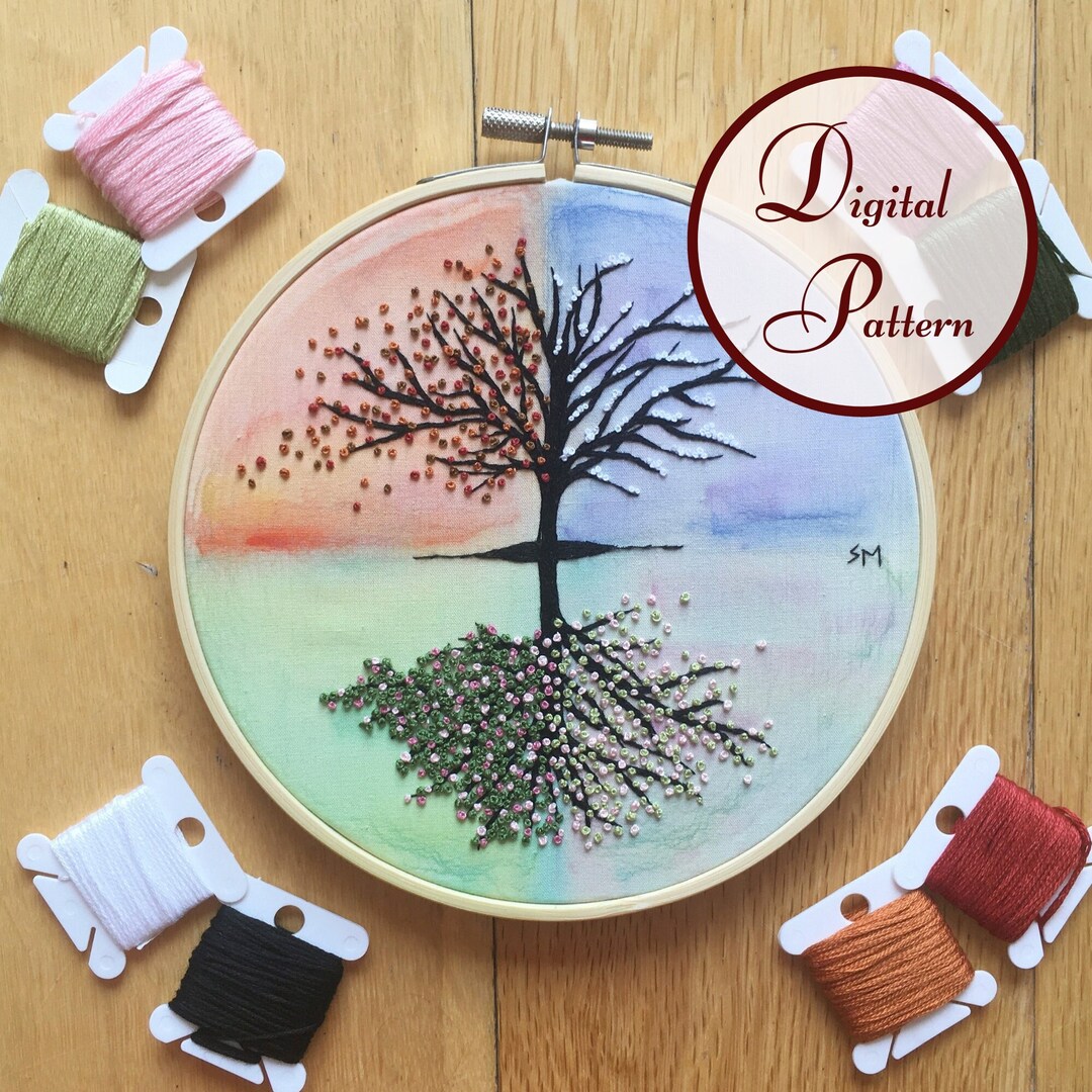 Four Seasons || Hand Embroidery Hoop Art PDF Pattern With Instructions ...