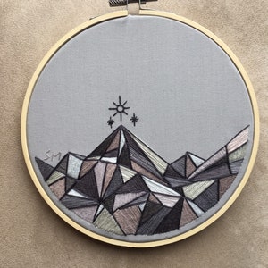 Geometric Mountain || Ramiel || Hand Embroidery Hoop Art || Full ...