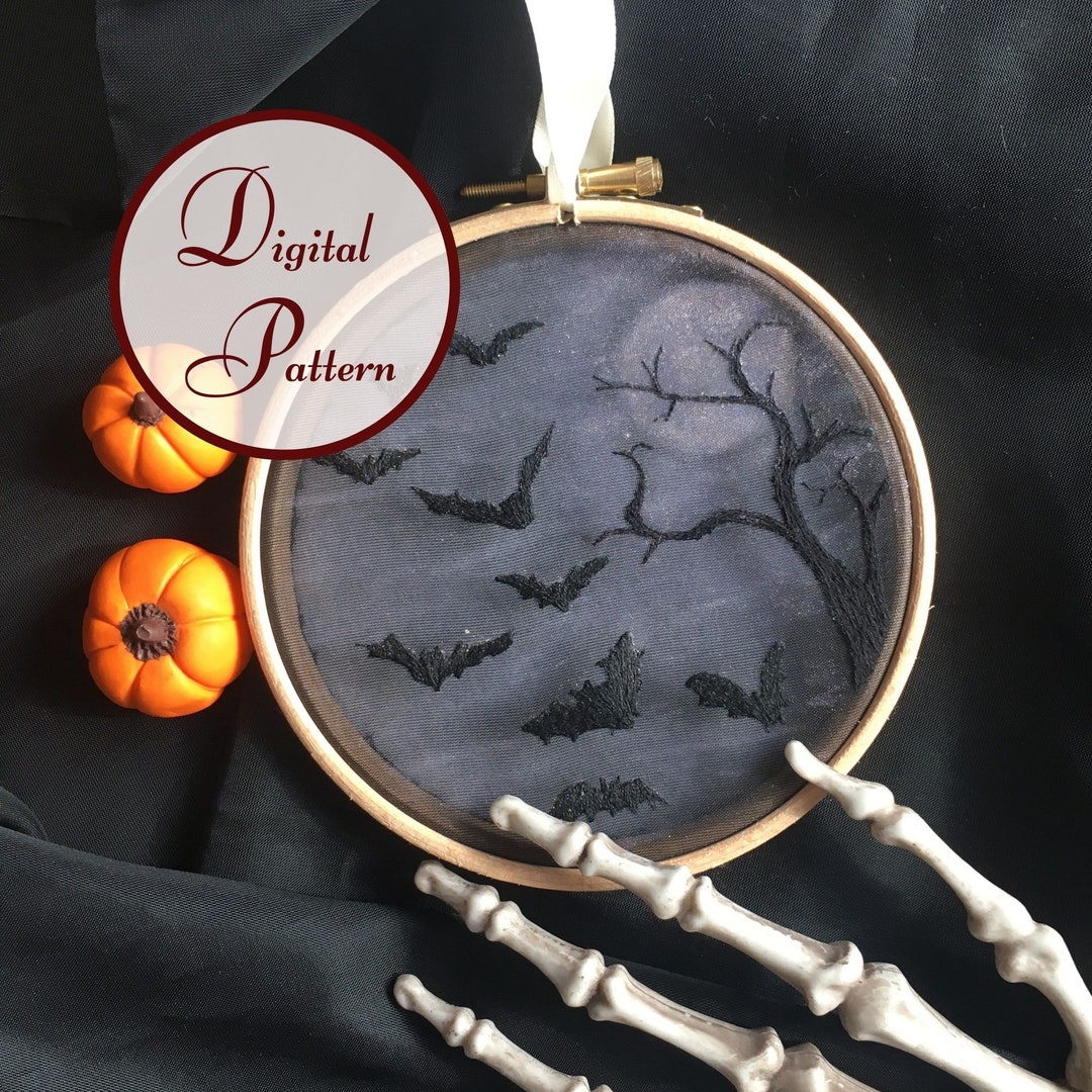Spooky Bats || Hand Embroidery Hoop Art PDF Pattern With Instructions ...
