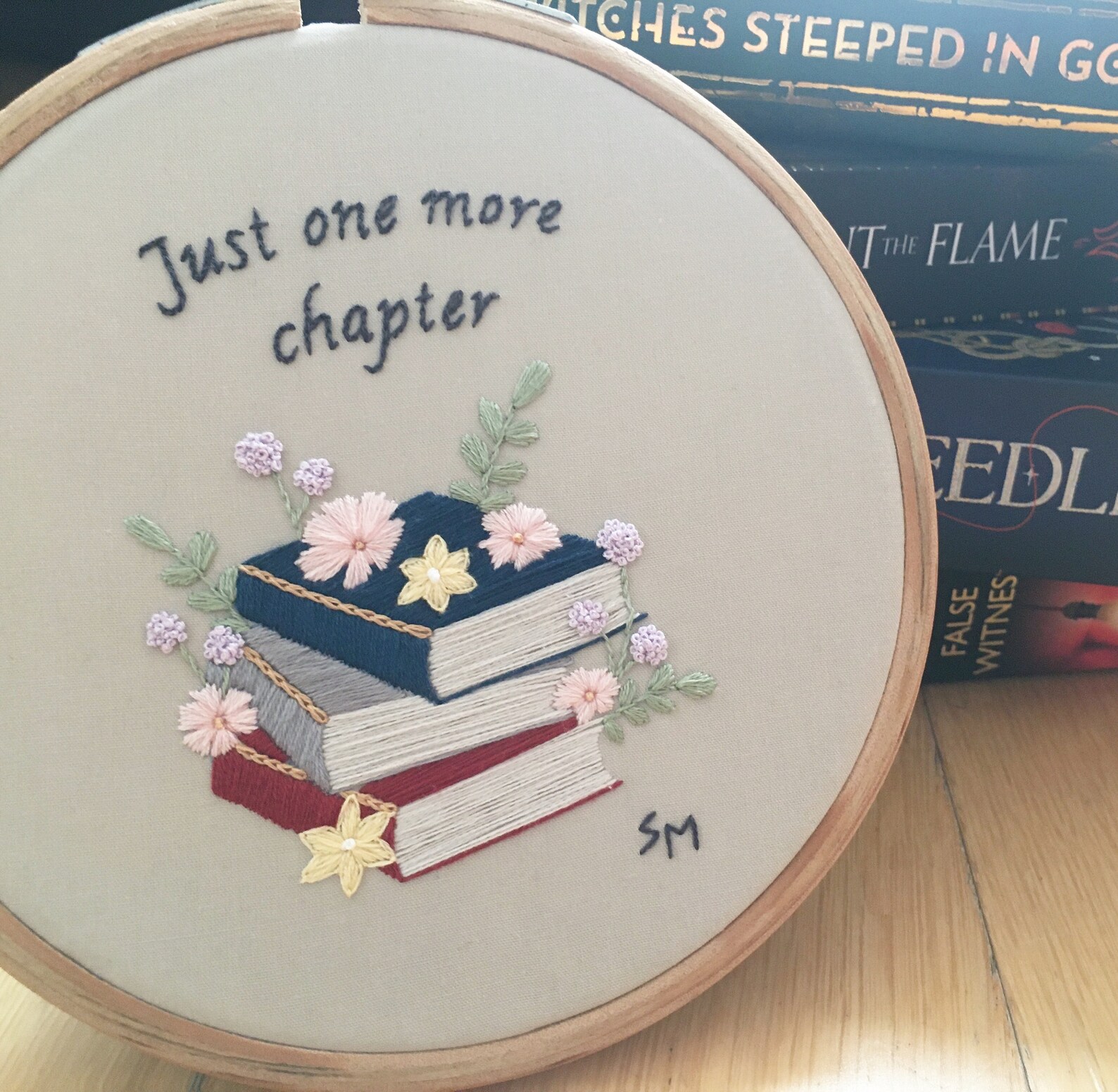 Stack of Books One More Chapter Hand Embroidery Kit With | Etsy