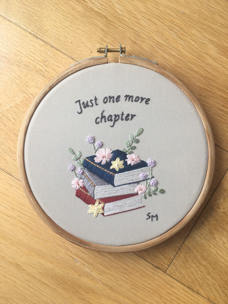 Stack of Books One More Chapter Hand Embroidery Kit With | Etsy