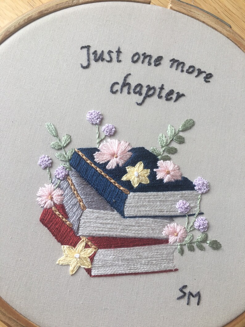 Stack of Books One More Chapter Hand Embroidery Kit With | Etsy