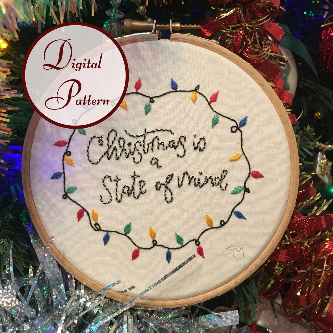 Christmas Light Wreath || Hand Embroidery Hoop Art PDF Pattern With ...