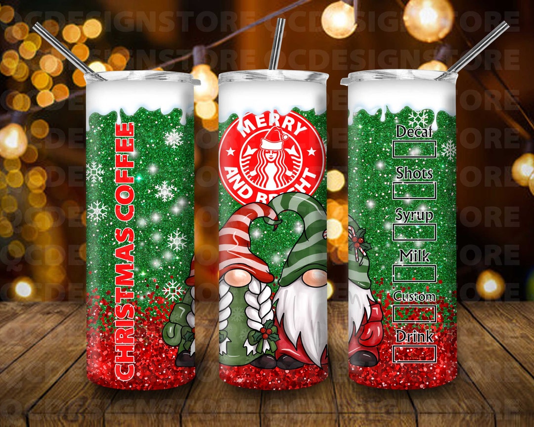 Glitter Merry Christmas 20oz Skinny Tumbler Sublimation Snow Falling ...