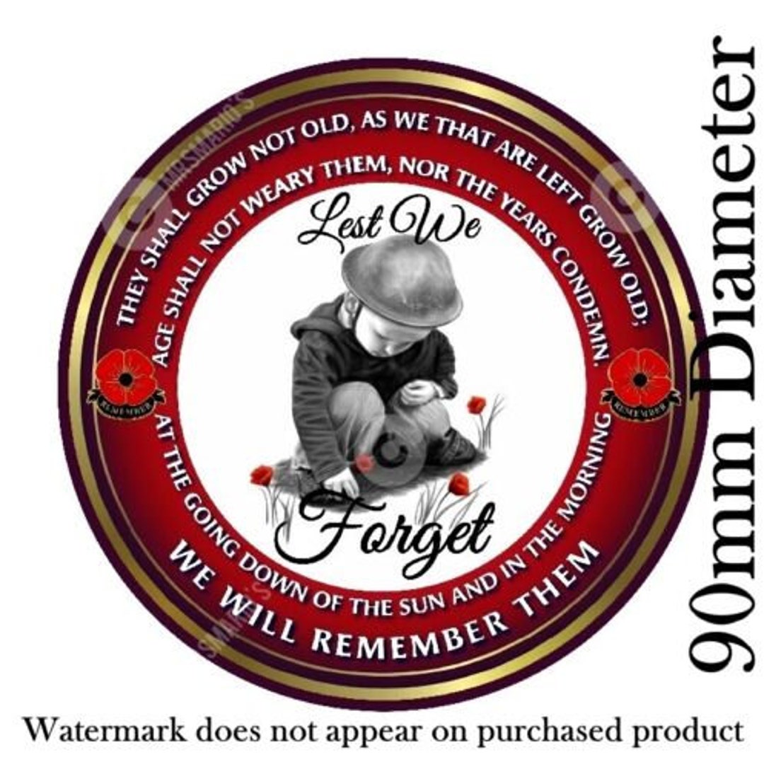 Lest We Forget Remembrance Day Static Cling Car Window/glass - Etsy