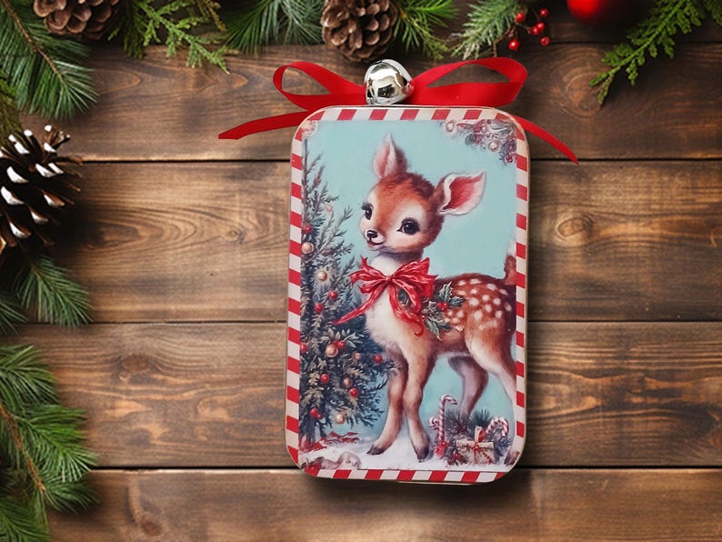 Vintage Style Baby Deer Christmas Trinket Box, Kitschy Stocking Stuffer ...