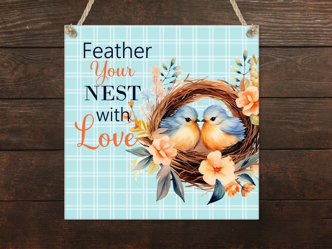 Spring Bluebird's Nest Decoupage Wood Wall Plaque, Gift for Couple ...