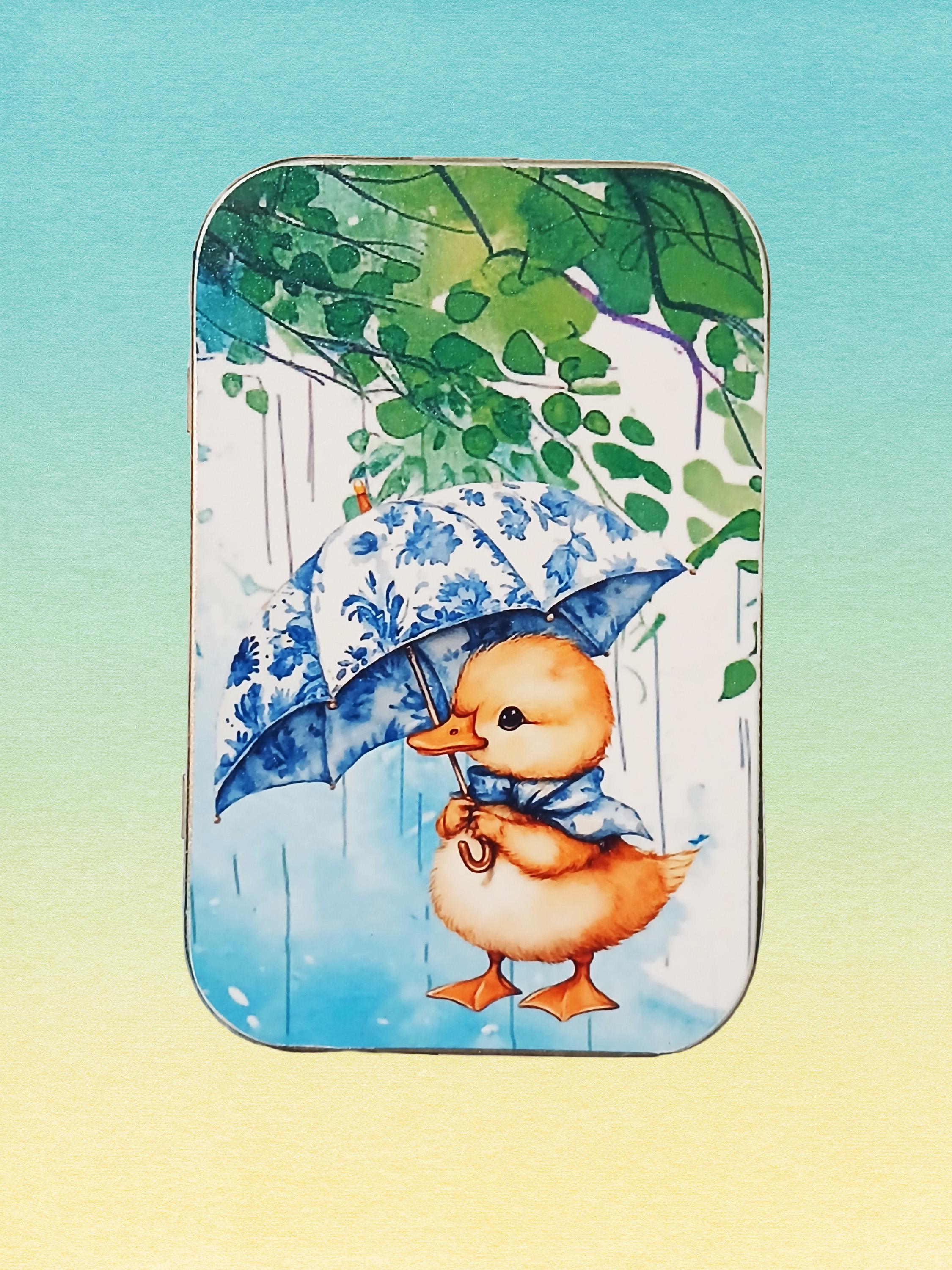 Rainy Day Ducks Altered Tin Box, Whimsical Gift for Optimists, Rainbows ...