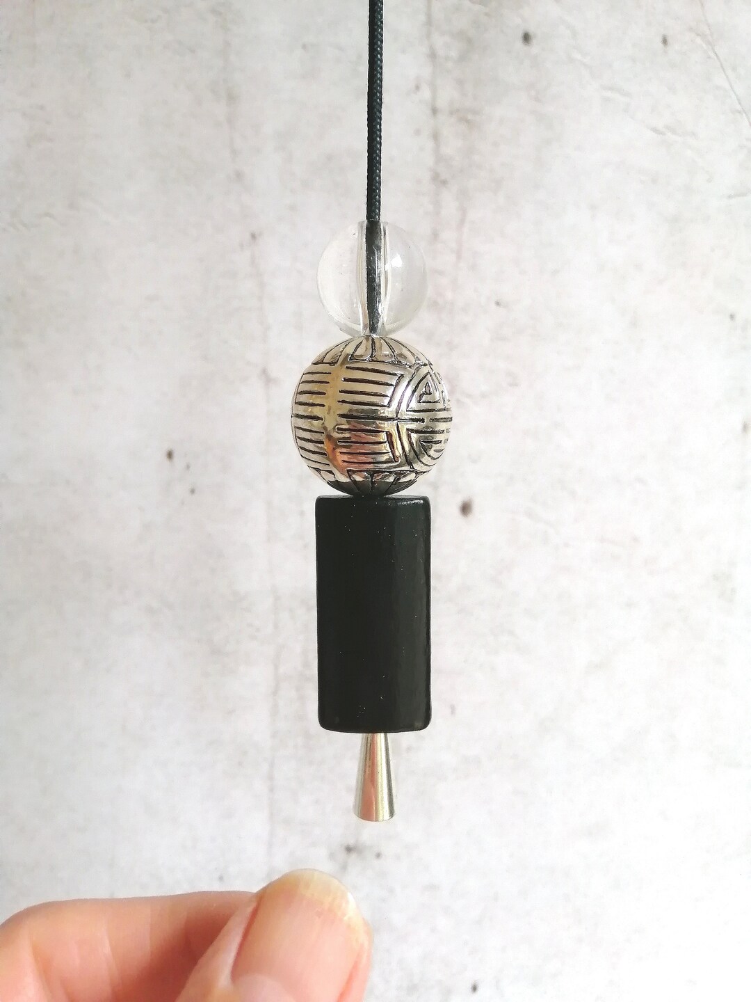 Light Pull Bathroom Lightpull Cord With Beads Black and Silver Light ...
