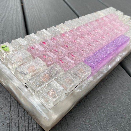 Pink Glitter Resin Key Caps Set letters and Punctuation Only - Etsy