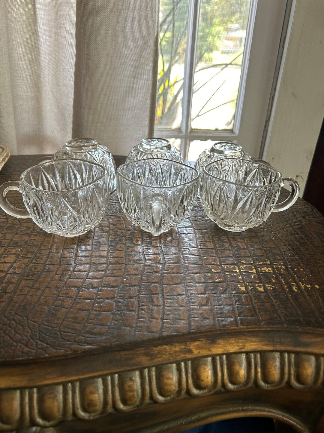 MCM Williamsport Prism Cut Glass Punch Cups - Etsy