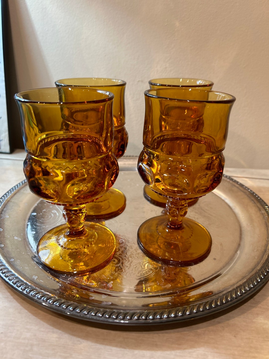 Vintage Colony Crown Thumbprint Glasses - Etsy