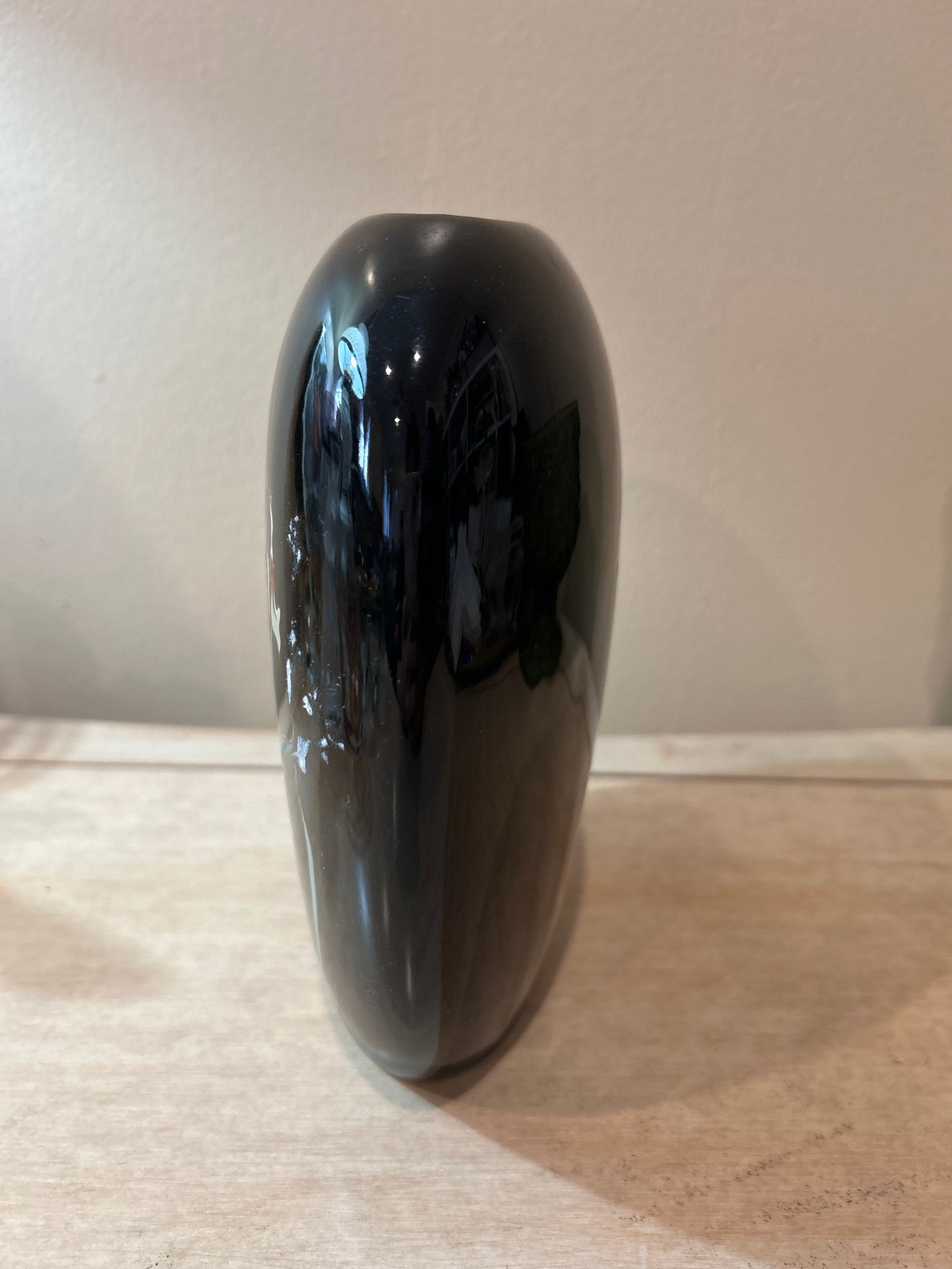 Vintage Toyo Black Vase With Flowers - Etsy