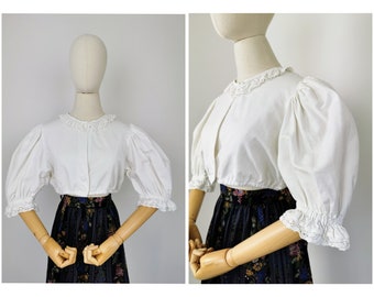 Vintage Dirndl Milkmaid Oktoberfest Trachten Cropped Cotton Blouse - Etsy