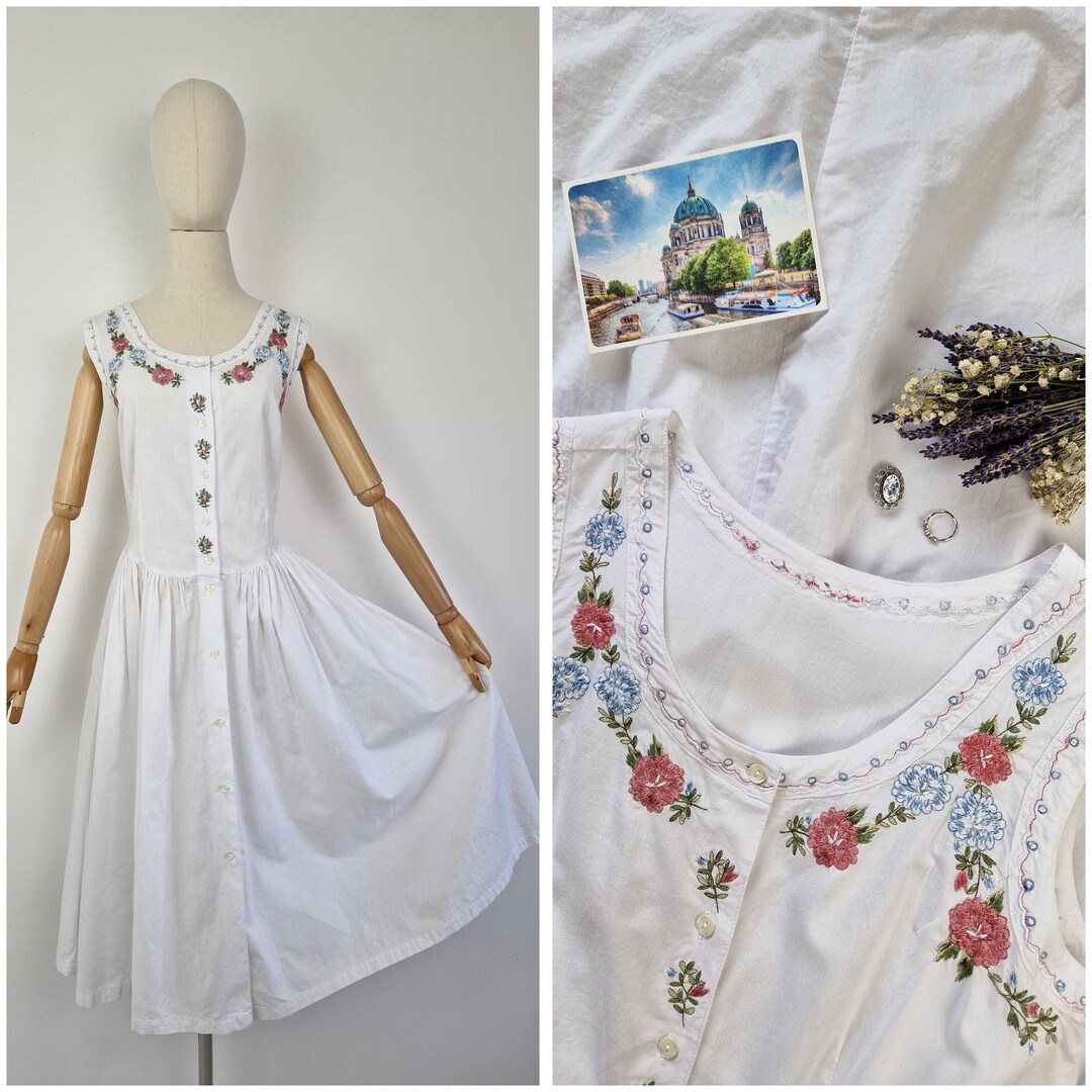 Vintage 90s St Michael Embroidered Cotton Sundress - Etsy