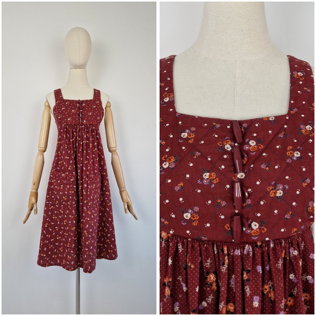 Vintage 70s Prairie Cottagecore Pinafore Cotton Sundress - Etsy